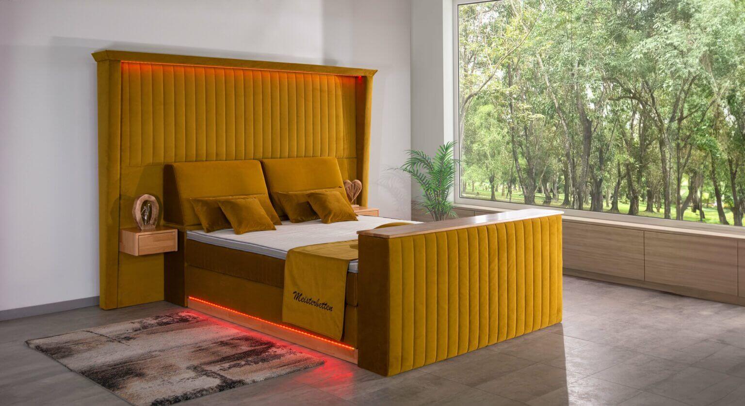 XXL Boxspringbett mit TV Lift - Fernseher - Meisterbetten