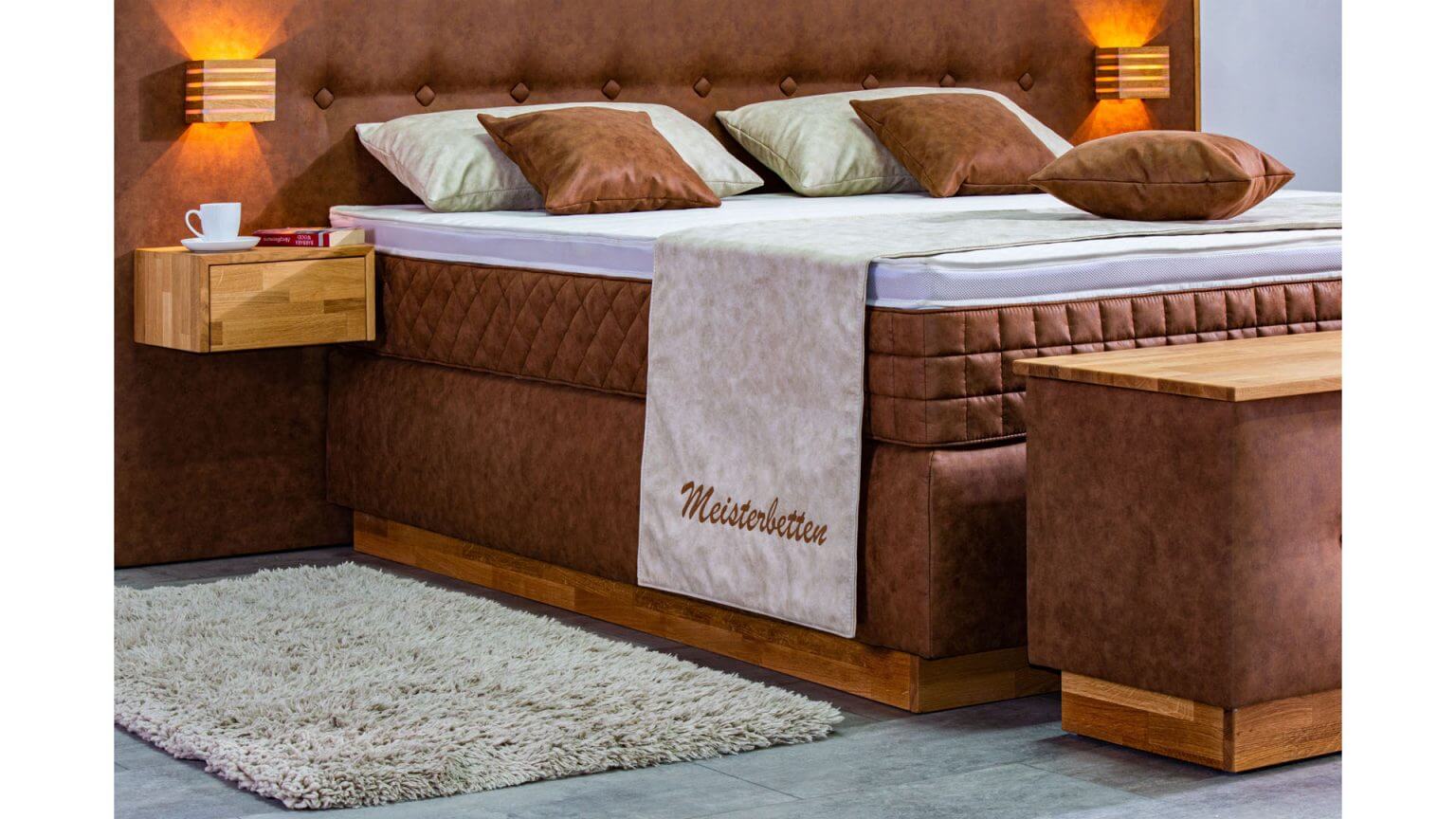 Boxspringbett Modell Zero 180 x 200 mit Holz - Gratis Lieferung und Aufbau